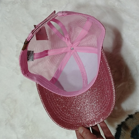 CC Boutique | Accessories | New Pink Sparkly Glitter Mesh Baseball Hat ...